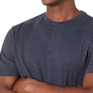 Amazon Essentials Men's Regular-Fit Short-Sleeve Crewneck T-Shirt, Pack of 2, Black/Navy Heather, Medium