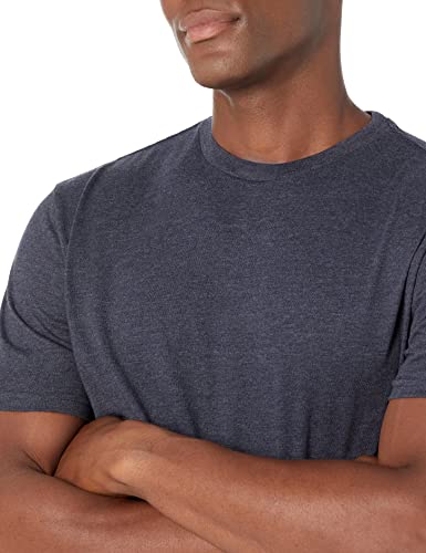 Amazon Essentials Men's Regular-Fit Short-Sleeve Crewneck T-Shirt, Pack of 2, Black/Navy Heather, Medium