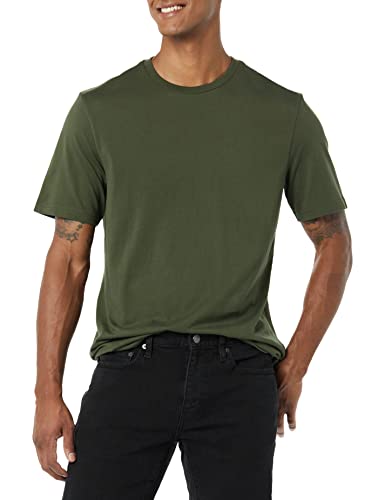 Amazon Essentials Men's Regular-Fit Short-Sleeve Crewneck Pocket T-Shirt, Pack of 2, Black/Olive, Large