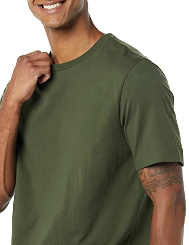 Amazon Essentials Men's Regular-Fit Short-Sleeve Crewneck Pocket T-Shirt, Pack of 2, Black/Olive, Large