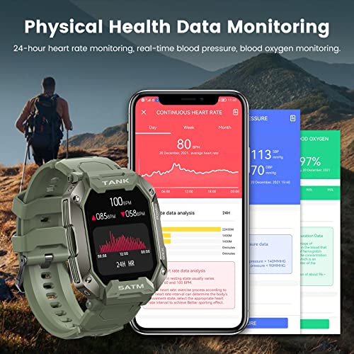 Kospet Smart Watches for Men&Women - 5ATM/IP69K Waterproof Fitness Smart Watch for Android iPhones with Heart Rate Blood Pressure - 1.72'' Tactical Military Sports Smartwatch