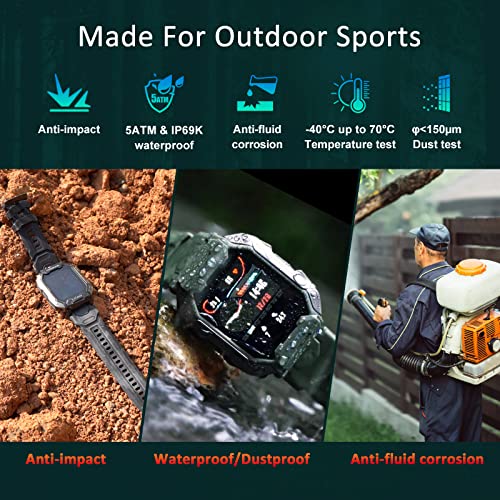 Kospet Smart Watches for Men&Women - 5ATM/IP69K Waterproof Fitness Smart Watch for Android iPhones with Heart Rate Blood Pressure - 1.72'' Tactical Military Sports Smartwatch