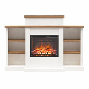 Ameriwood Home Gateswood Electric Fireplace with Mantel and Bookcase, Plaster