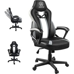 joyfly gaming chair, gamer chair racing style game for adults teens, ergonomic pc with lumbar support, 300lbs（black）