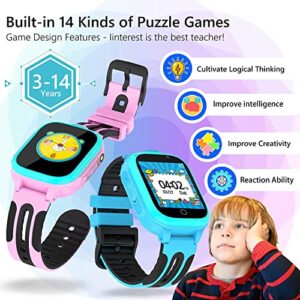 LITEYPP Kids Smart Watches Girls Boys, Smart Watch for Kids Ages 4-12 Yrs, Kids Smartwatch with Calling Dual Camera 14 Learning Games Video Music Flashlight, Boys Girls Birthday(Pink)