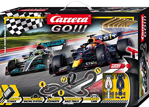 Carrera GO!!! 62548 Max Performance Electric Powered Slot Car Racing Kids Toy Race Track Set Includes 2 Hand Controllers and 2 Cars in 1:43 Scale