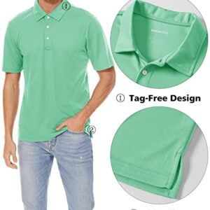 MAGCOMSEN Polo Shirts for Men T Shirts Summer Shirts Casual Collared T-Shirts Golf Shirts Fishing Shirts Tactical Polo Shirt Pique Jersey Athletic Running Shirts Golf Polos Mint Green