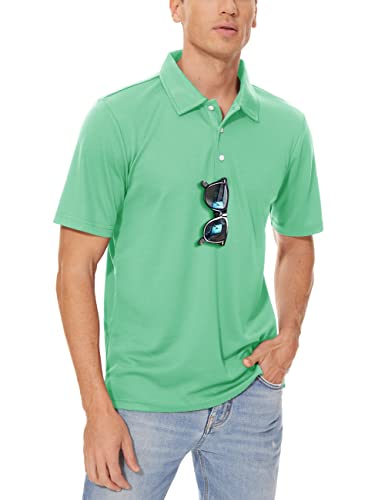 MAGCOMSEN Polo Shirts for Men T Shirts Summer Shirts Casual Collared T-Shirts Golf Shirts Fishing Shirts Tactical Polo Shirt Pique Jersey Athletic Running Shirts Golf Polos Mint Green