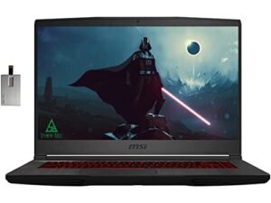 msi 2022 gf65 15.6" fhd 144hz laptop computer, 10th gen intel core i5-10500h, 32gb ram, 1tb pcie ssd, backlit keyboard, nvidia geforce rtx 3060 graphics, windows 10, black, 32gb snowbell usb card