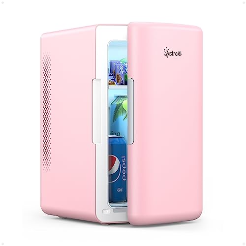 AstroAI Mini Fridge 2.0 Gen, 6 Liter/8 Cans Makeup Skincare Fridge 110V AC/ 12V DC Portable Thermoelectric Cooler and Warmer Little Tiny Fridge for Bedroom, Beverage, Cosmetics LY2206A (Pink)