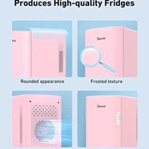 AstroAI Mini Fridge 2.0 Gen, 6 Liter/8 Cans Makeup Skincare Fridge 110V AC/ 12V DC Portable Thermoelectric Cooler and Warmer Little Tiny Fridge for Bedroom, Beverage, Cosmetics LY2206A (Pink)