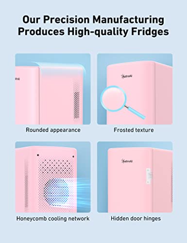 AstroAI Mini Fridge 2.0 Gen, 6 Liter/8 Cans Makeup Skincare Fridge 110V AC/ 12V DC Portable Thermoelectric Cooler and Warmer Little Tiny Fridge for Bedroom, Beverage, Cosmetics LY2206A (Pink)