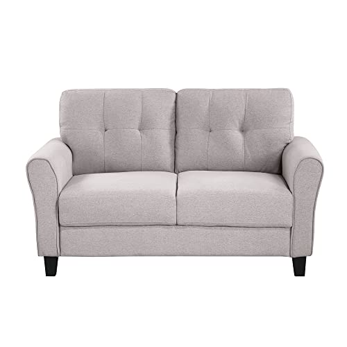 Modern Linen Upholstery Sectional Sofa w/3-seat Couch, Loveseat & Single Armchair for Living Room Bedroom Dorm, Tufted Corner Sofa w/Padded Cushion, Rolled Arm & Wooden Legs for Home Office (1+2 Seat)