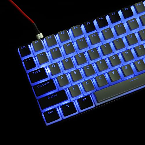 YMDK 128 PBT Double Shot Doubleshot Shine Through ANSI ISO OEM Profile Pudding Keycaps Key caps for MX Mechanical Keyboard 61 68 87 104 (128 Black Gray)