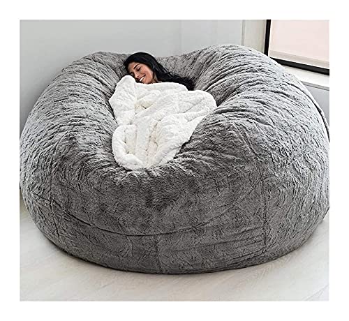 5 6 7 FT Bean Bag Chair Cover Chair Cushion, Big Round Soft Fluffy PV Velvet Sofa Bed Cover(it was only a Cover, not a Full Bean Bag) Living Room Furniture Lazy Sofa Bed Cover