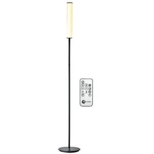 o’bright led cylinder floor lamp with remote control, full range dimming, adjustable color temperature 3000k-6000k, minimalist standing lamps for living room, bedrooms and office, black