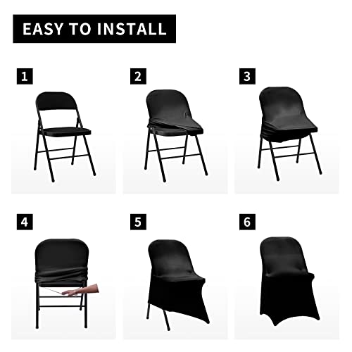 HAINARverS Stretch Spandex Folding Chair Covers 30PCS Universal Fitted Elastic Chair Cover Protector for Wedding, Party, Banquet, Holidays, Celebration, Decoration (Black 30pcs)