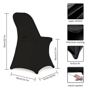 HAINARverS Stretch Spandex Folding Chair Covers 30PCS Universal Fitted Elastic Chair Cover Protector for Wedding, Party, Banquet, Holidays, Celebration, Decoration (Black 30pcs)