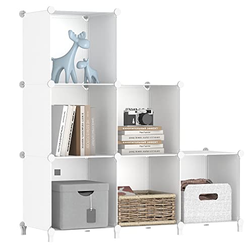 Wolizom Cube Storage Organizer, 6-Cube White Closet Storage Shelves, Modular Units, Closet Cabinet, Portable DIY Plastic Book Shelf Shelving for Bedroom, Office, Living Room (12"X12"X12")