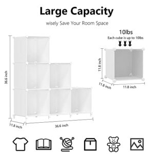 Wolizom Cube Storage Organizer, 6-Cube White Closet Storage Shelves, Modular Units, Closet Cabinet, Portable DIY Plastic Book Shelf Shelving for Bedroom, Office, Living Room (12"X12"X12")