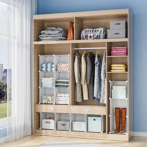 Wolizom Cube Storage Organizer, 6-Cube White Closet Storage Shelves, Modular Units, Closet Cabinet, Portable DIY Plastic Book Shelf Shelving for Bedroom, Office, Living Room (12"X12"X12")