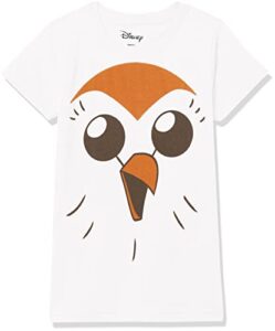 disney girl's hooty face t-shirt, white, medium