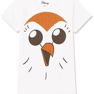 Disney Girl's Hooty Face T-Shirt, White, Medium