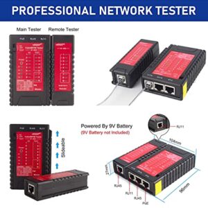 Noyafa NF-468s Network Cable Tester, Ethernet Tester,Cable Mapper, Check Continuity -RJ45, RJ11, RJ12, RJ45, CAT5, CAT5E, CAT6, CAT6A,Telephone line CAT3