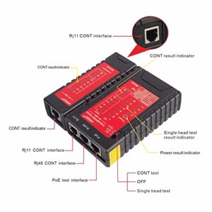 Noyafa NF-468s Network Cable Tester, Ethernet Tester,Cable Mapper, Check Continuity -RJ45, RJ11, RJ12, RJ45, CAT5, CAT5E, CAT6, CAT6A,Telephone line CAT3