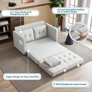 VINGLI Upgraded Loveseat Sleeper,53.5" W 83" L Convertible Sofa Bed Couch Futon Couches for Living Room, Folding Couch Bed for Small Spaces, Foldable Floor Gaming Sofa Bed for Basement, Light Grey