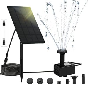 ledbokli solar water fountain pump with solar panel and usb powered, solar water fountain pond pump kit, solar powered fountain usb water pump solar submersible pump for bird bath garden backyard pool