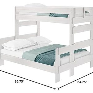 Plank+Beam Rustic Wood Bunk Bed, Twin XL-Over-Queen Bed Frame, White Wash