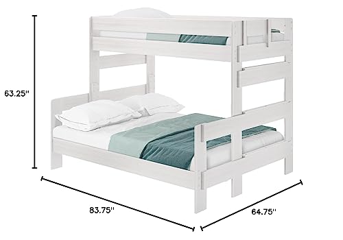 Plank+Beam Rustic Wood Bunk Bed, Twin XL-Over-Queen Bed Frame, White Wash