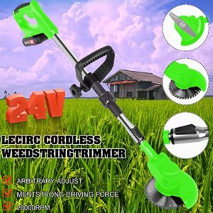 Cordless Weed Eater Grass Trimmer, 24V Foldable Cordless String Grass Trimmer, Electric Weed Brush Cutter, Adjustable Machine Head, for Lawn, Yard, Garden, Bush Trimming & Pruning (Black)