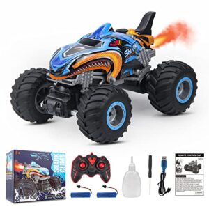 beswit 1:16, 2.4 ghz all terrain monster truck, rc truck 2 rechargeable batteries for 80 mins play, spray remote control car for boys 8-12 and girls or adult, mk724a