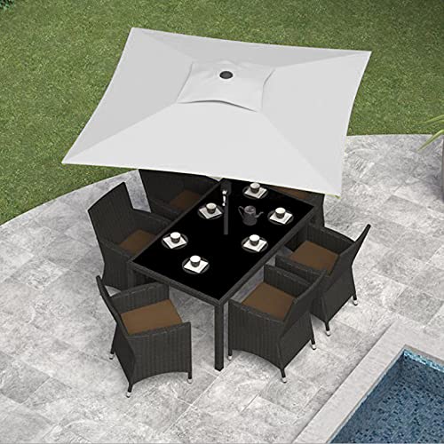 Plcnn 6.5 x 6.5 ft Patio Umbrella Canopy, Square Umbrella Replacement Cover Outdoor Table Umbrella Replacement Top Cover for Pool Beach Backyard Garden