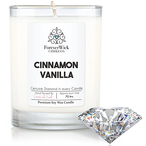 Foreverwick Cinnamon Vanilla Candle | Diamond Candle | Scented Jar Candle | Strong Scented Candles for Decor | 14 oz & 70 Hrs Burning Time