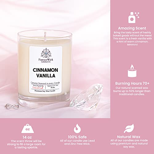 Foreverwick Cinnamon Vanilla Candle | Diamond Candle | Scented Jar Candle | Strong Scented Candles for Decor | 14 oz & 70 Hrs Burning Time