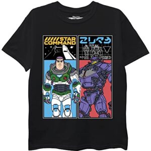 disney boys lightyear buzz vs zurg short sleeve tee t shirt, black, 4 5 us