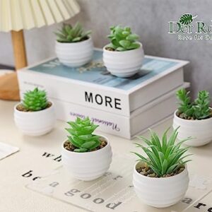 Der Rose Set of 6 Succulents Plants Artificial in Pots Small Fake Plants for Bedroom Aesthetic Living Room Office Shelf Bathroom Decor