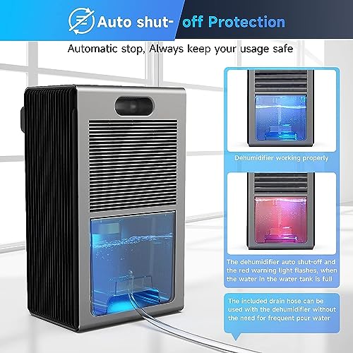 SIMSEN 95oz Dehumidifiers for Home, 7000 Cubic Feet(720 sq ft) Quiet Dehumidifier for Home with Drain Hose and 2 Working Modes, Portable Small Dehumidifiers for Bedroom Bathroom Basements Closet RV