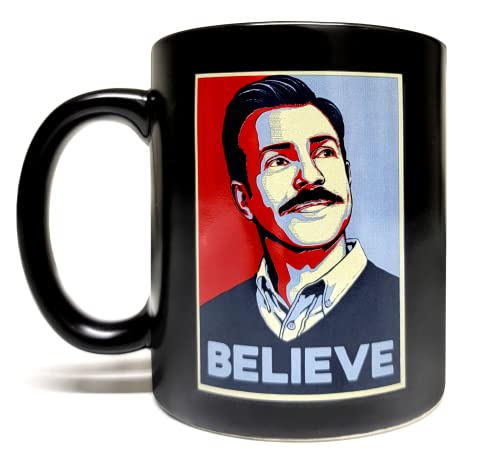 Mean Muggin Believe - 11oz Ceramic Black Mug - Artwork on Both Sides - Funny - Giftable Foam Box Protection - Inspired by Ted Lasso