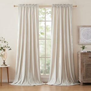 primrose cream curtains 96 inch for living room velvet blackout rod pocket window drapes treatment semi room darkening ivory decor curtains for bedroom set of 2 panels