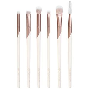 ecotools luxe exquisite eye makeup brush kit, for eyeshadow, eyeliner, & brow makeup, professional eye brush set, eco-friendly makeup tools, synthetic bristles, cruelty free & vegan, 6 piece set