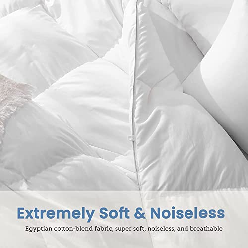 Hotel Collection Feathers & Down Comforter King Size | All Season Down Duvet Insert | Luxurious 750 Fill Power Ultra-Soft 500TC Egyptian Cotton-Blend Quilted with Tabs (106x90, Solid White)