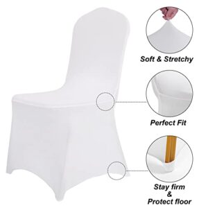 SUPERO Waterproof Spandex Chair Cover 25PCS, Stretch Dining Chair Covers, Polyester Outdoor Chair Covers, Protector Stretch Chair Cover for Party Universal, Banquet, Wedding Event, Hotel(White)