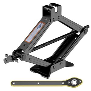 imaycc scissor lift jack, compact car jack kit for auto suv, rv, mpv with smart ratchet design, heavy duty tire changing kit lifting 2 ton (4409 lbs) tire jack.