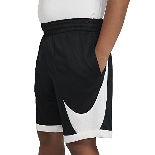 Nike Boy's Dri-FIT HBR Basketball Shorts (Little Kids/Big Kids) Black/White/White/White MD (10-12 Big Kid)