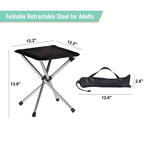 KOKSRY Camping Stool,Small Folding Chair,13.8" Stainless Steel Compact Lightweight Backpacking Stool with Carry Bag