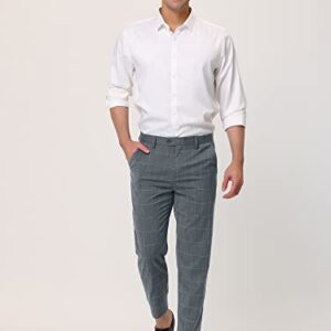 Lars Amadeus Men's Dress Plaid Cropped Pants Slim Fit Flat Front Business Checked Trousers 32 Gray